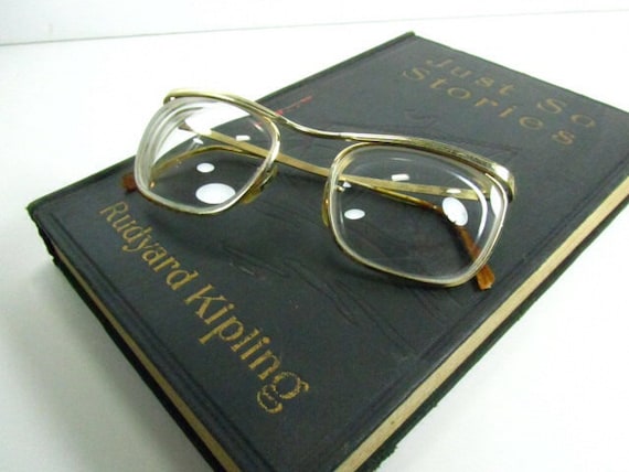 Vintage eyeglasses, eye ware, gold glasses, reading e… - Gem