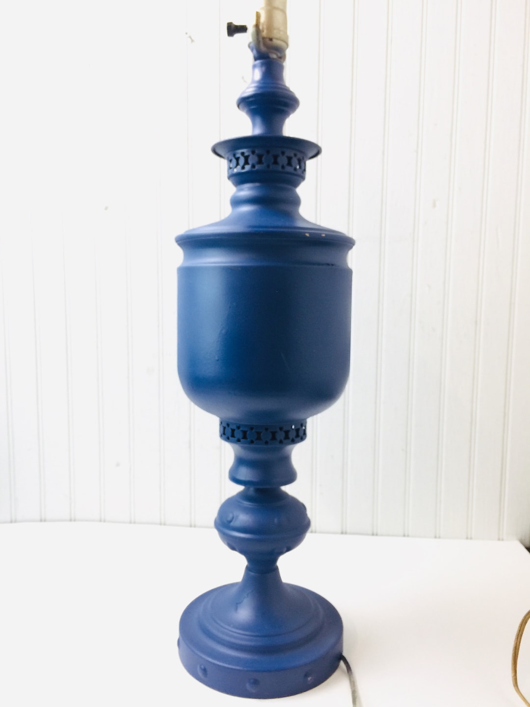 Vintage Lamp, Blue Metal Lamp, Table Lamp, Large Lamp, Lighting ...