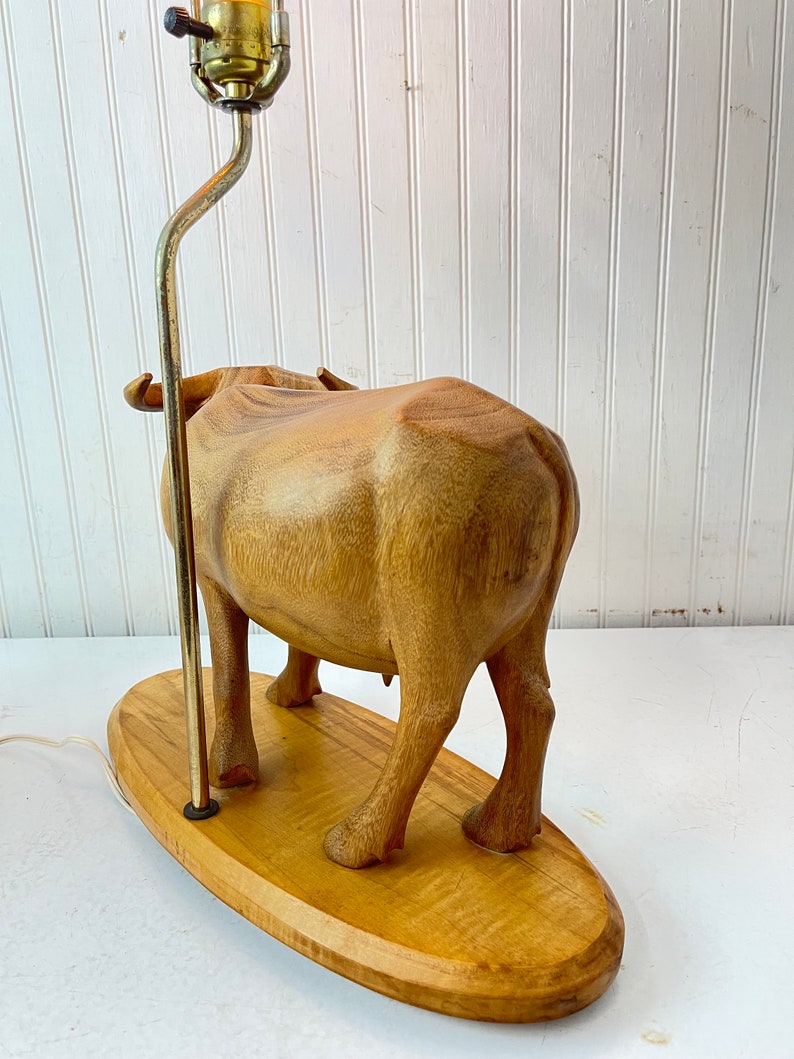 Vintage Lamp, Water Buffalo Lamp, Table Lamp, Animal Lamp, Lighting ...