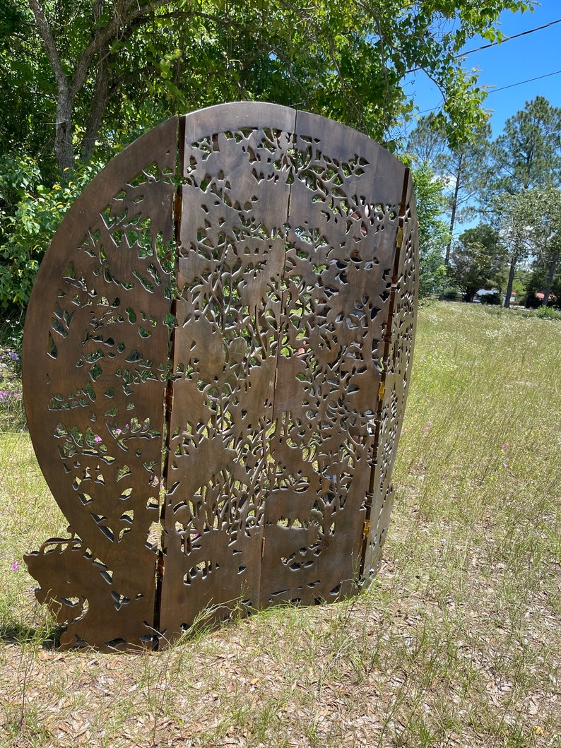 Ornate Room Divider Round Room Screen Boho Decor Wood Room - Etsy
