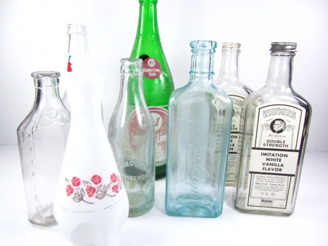 Vintage Bottle Collection, Colored Bottles,vase, Collectible, Milk ...