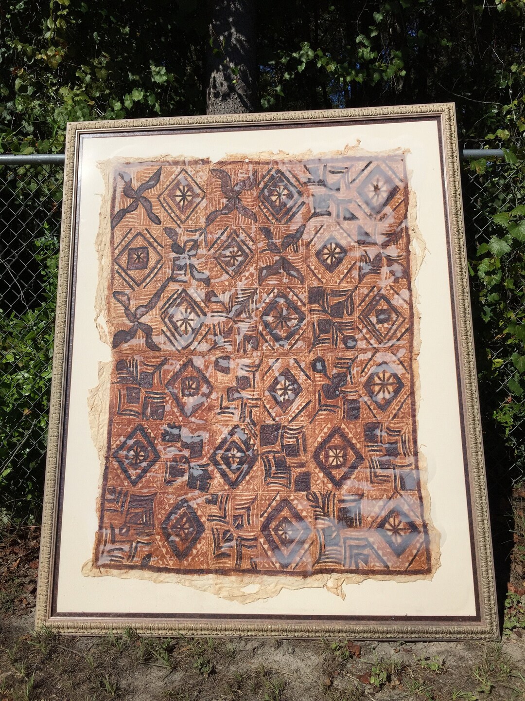 Tappa Cloth, Huge Vintage Wall Hanging, Papyrus Paper,framed Art ...