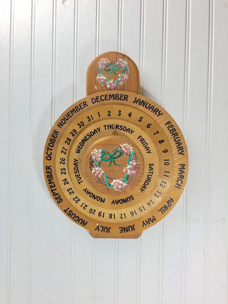 Perpetual Calendar, Wall Calendar, Wheel Calendar, Country Decor, Hand ...