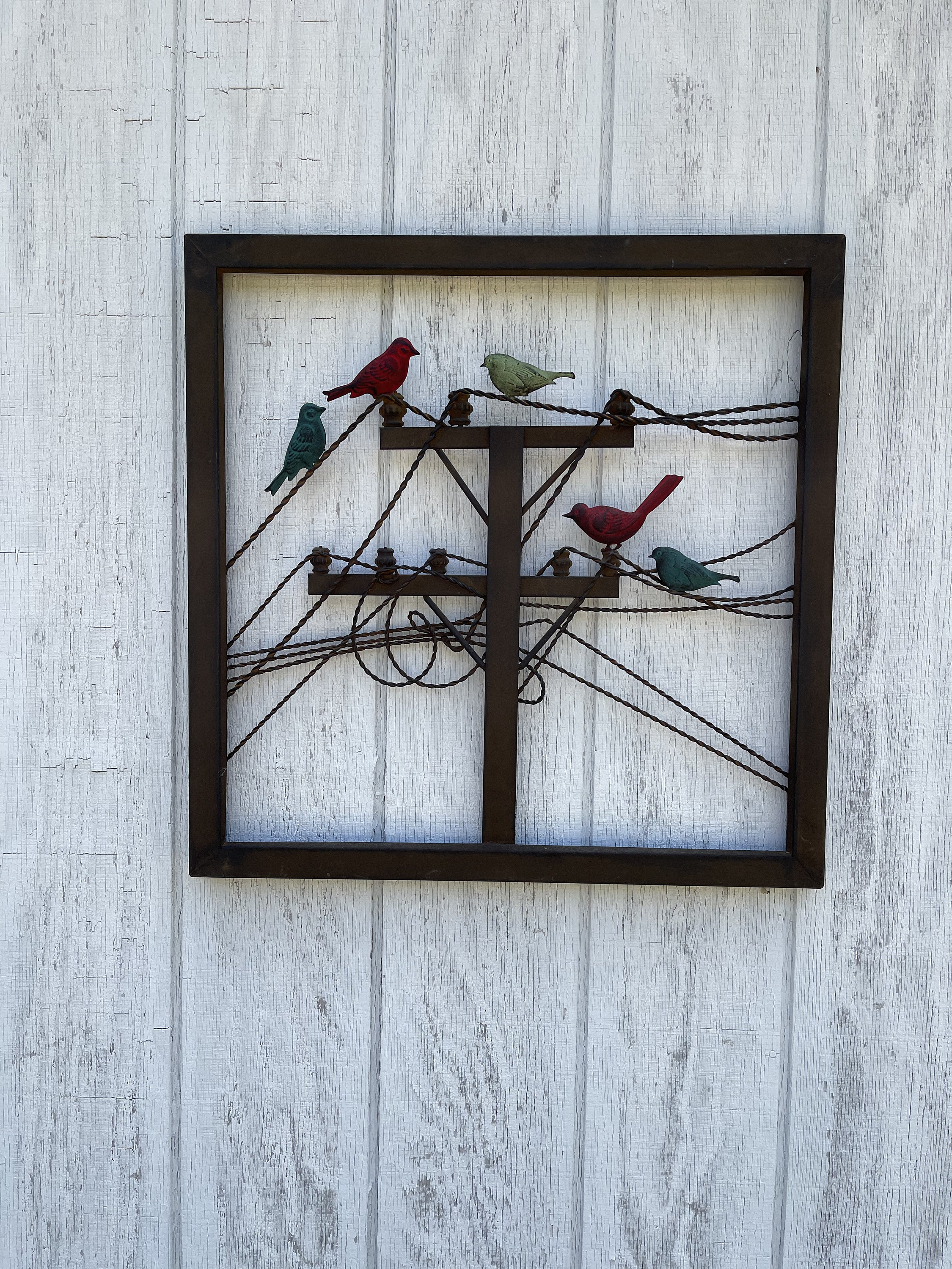Vintage Metal Wall Hanging, Birds on a Wire Art, Metal Wall Decor ...