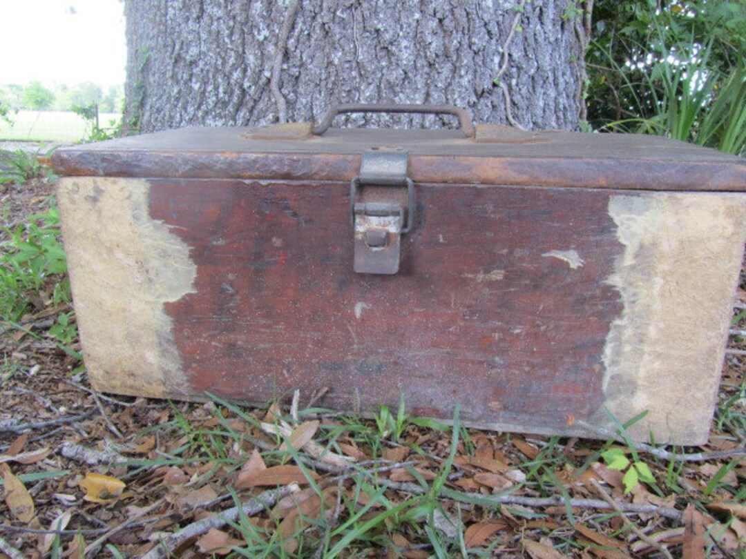 Vintage Wood Box, Industrial Box, Work Box, Hand Made Toolbox, Latched ...