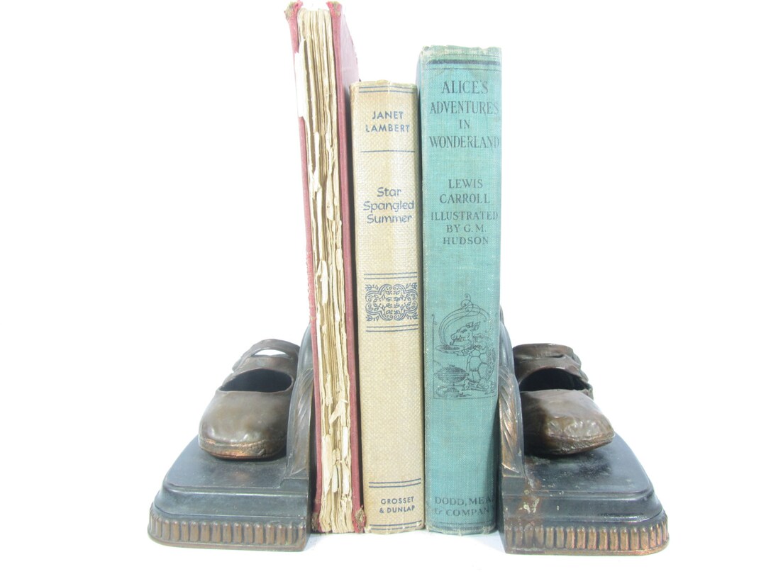 Vintage Bronze Baby Shoe Bookends, Baby Shoes, Bookend, Nursery Decor ...