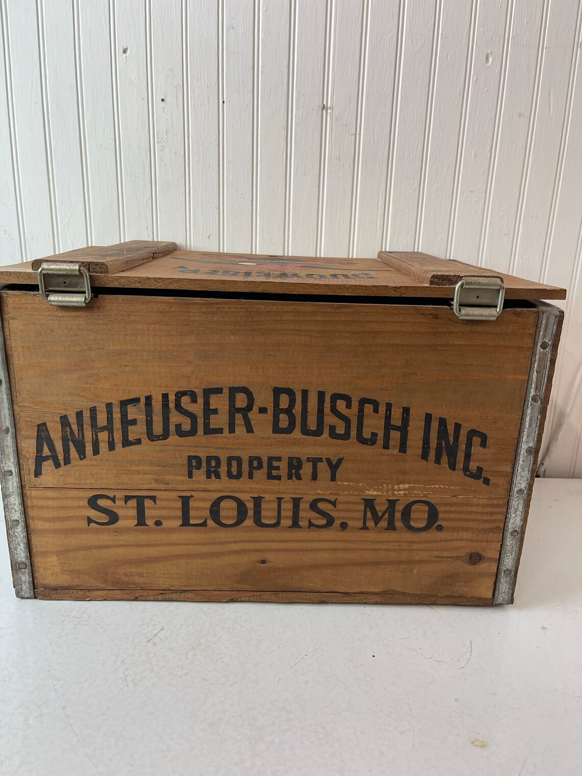 Budweiser Crate, Beer Crate, Wood Crate, Wood Box, Vintage Crate, Bar ...