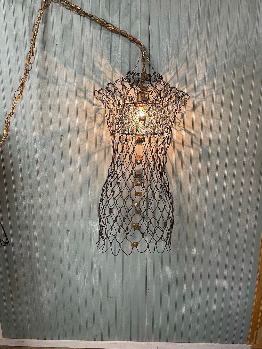 Vintage French Dress Form, Hanging Light, Seamstress Light, Fashion ...