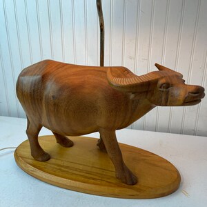 Vintage Lamp, Water Buffalo Lamp, Table Lamp, Animal Lamp, Lighting ...