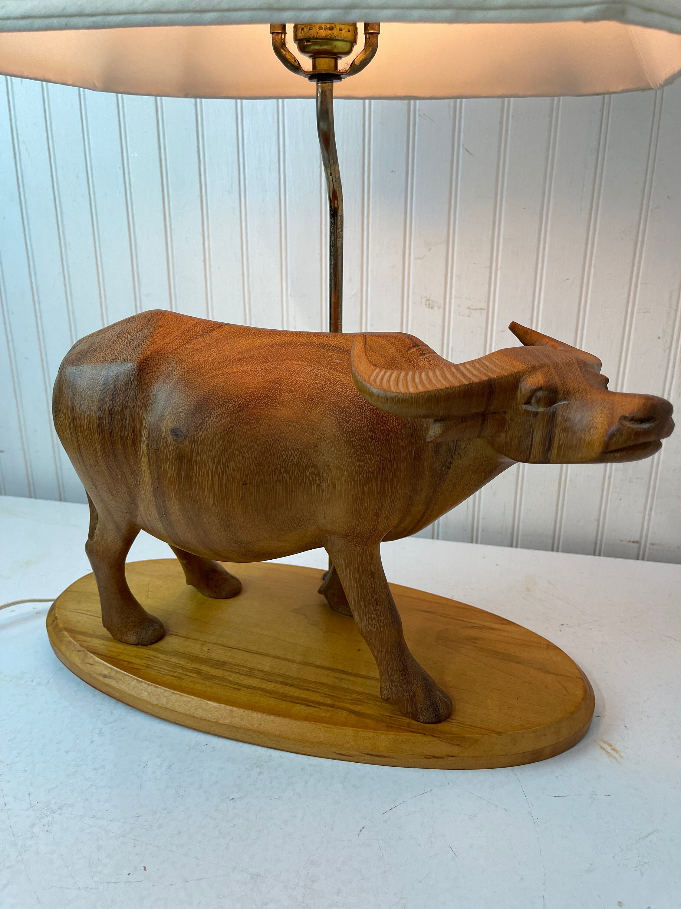 Vintage Lamp, Water Buffalo Lamp, Table Lamp, Animal Lamp, Lighting ...