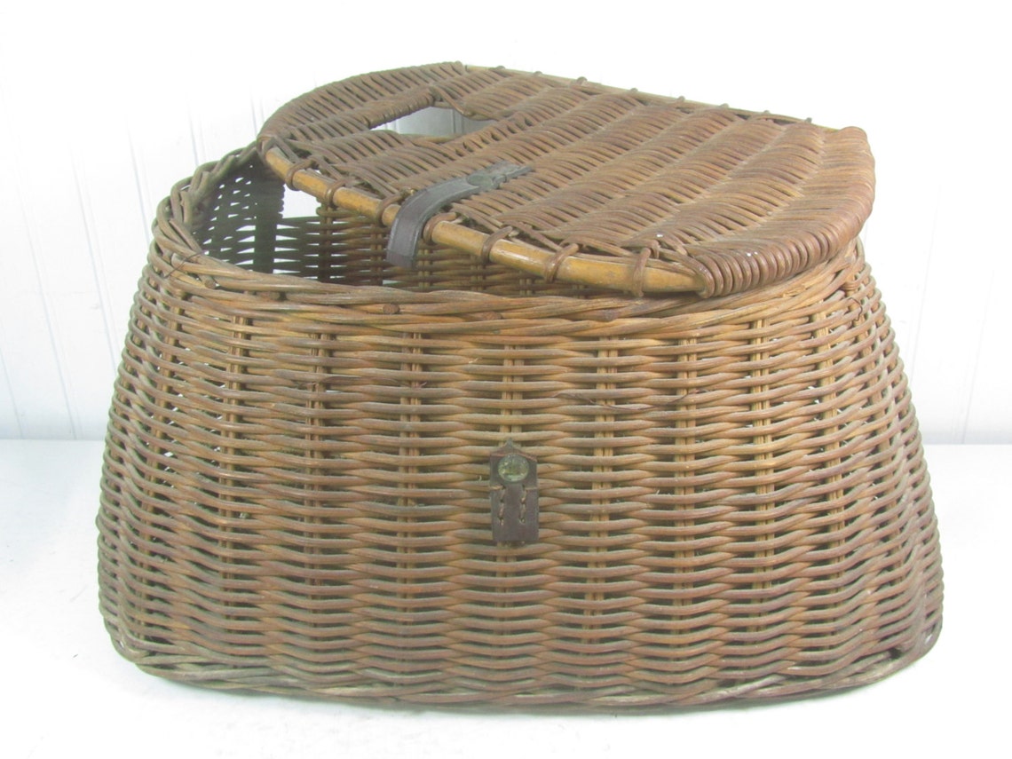 Antique Creel Basket, Vintage Fishing Basket,1930s Decor, Fishing ...