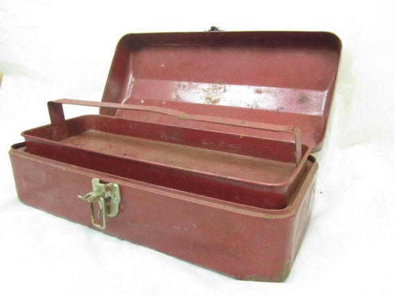 Vintage Metal Box Tool Box Red Metal Box Container Storage - Etsy