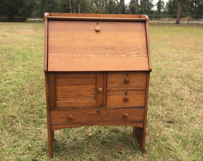 Antique Secretary Desk, Mission Craftsman Style Furniture, Slant Top ...