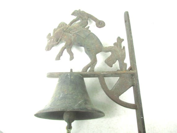 Vintage bell Cowboy and Horse wall mount bell dinner bell | Etsy