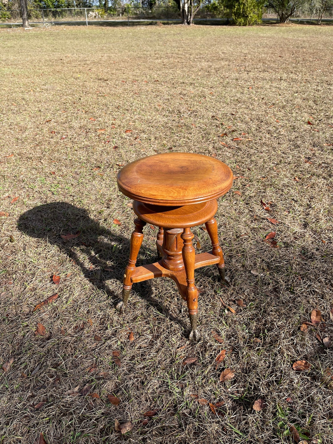 Antique Piano Stool, Claw Footed, Glass Ball Feet Stool, Solid Wood ...