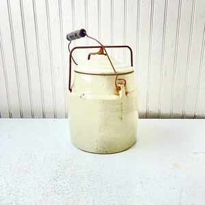 Vintage Crock, Locking Crock, Vintage Pottery, White Salt Glaze Crock ...