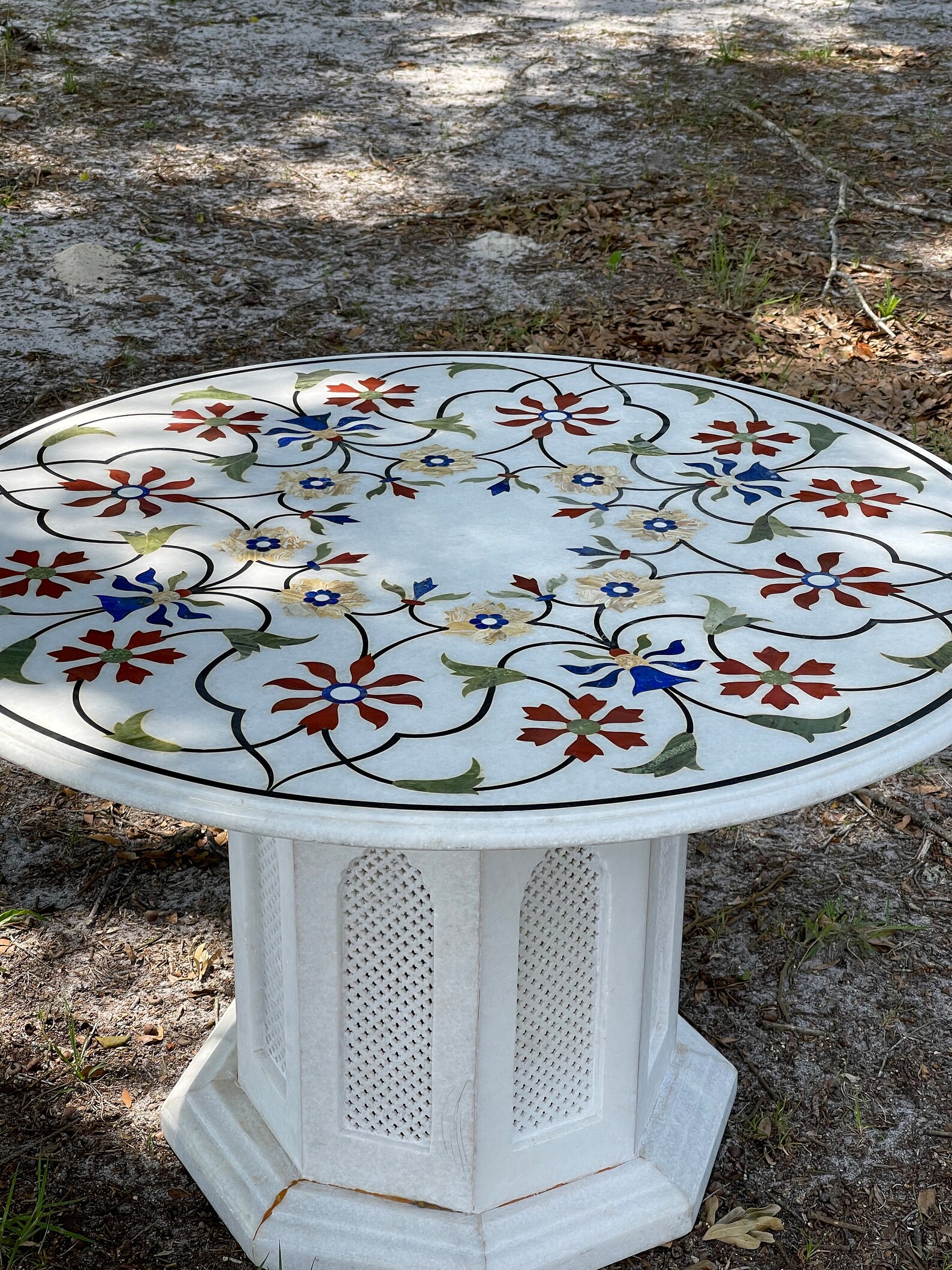 Vintage Marble Table Gem Stone Table Side Table Ornate - Etsy