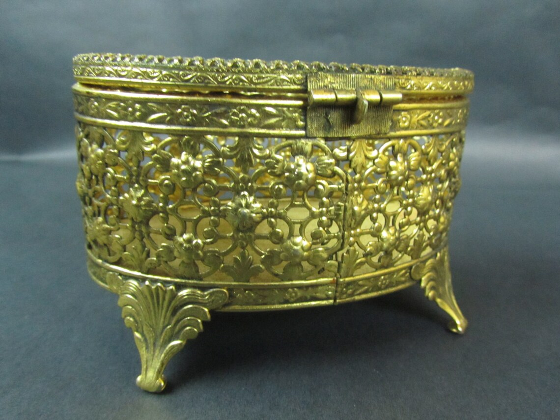 Vintage Brass Jewelry Box Casket Box Jewelry Box Trinket | Etsy