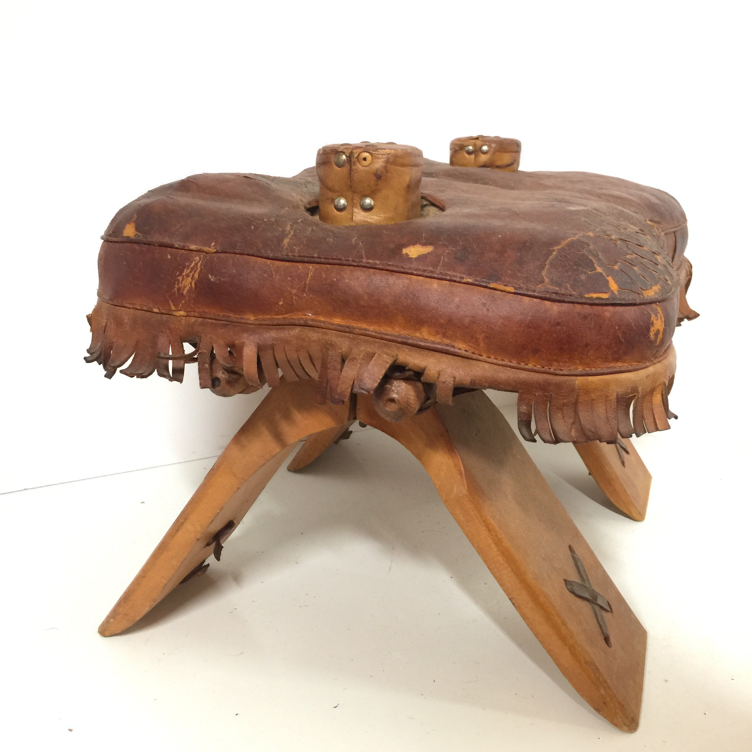 Antique Camel Saddlefoot Stool Ottoman Vintage Camel Etsy Uk