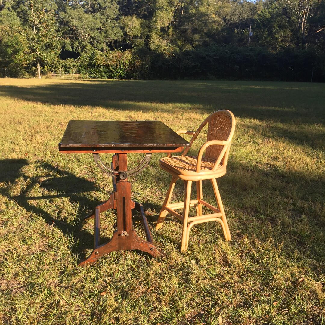 Antique Drafting Desk, Vintage Architect Table, Builder, Hightop Table ...