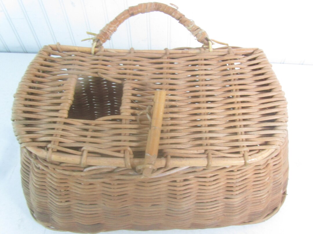 Antique Creel Basket, Vintage Fishing Basket, 1930s Decor, Fishing ...