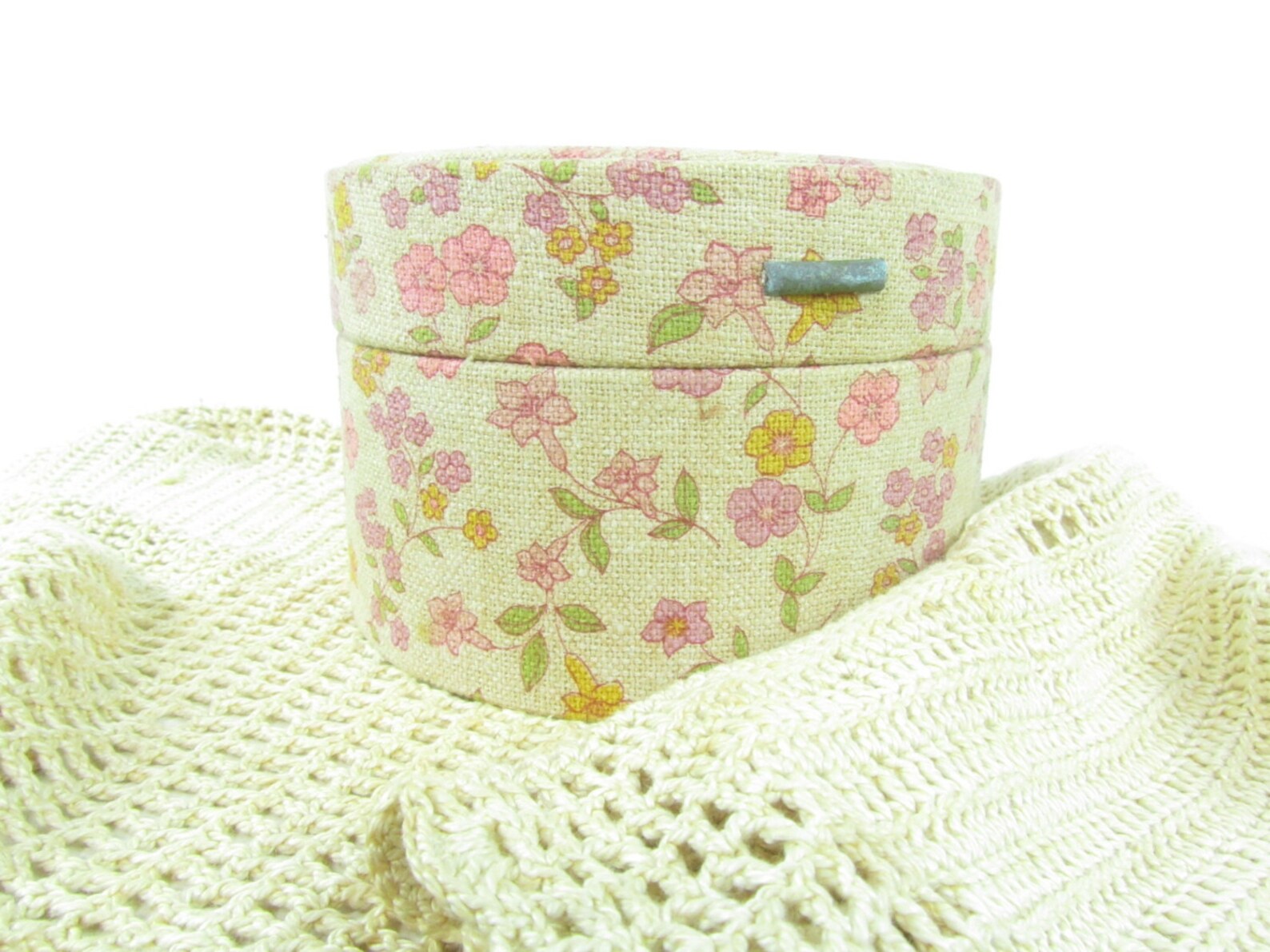 Vintage Jewelry Box, Pink Sewing Box, Craft Basket, Craft Container ...