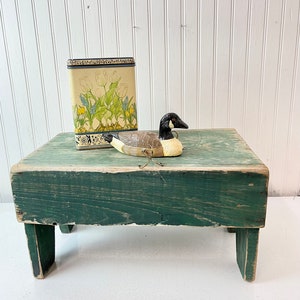 Vintage Wood Stool, Foot Stool, Step Stool, Green Stool, Mud Room ...