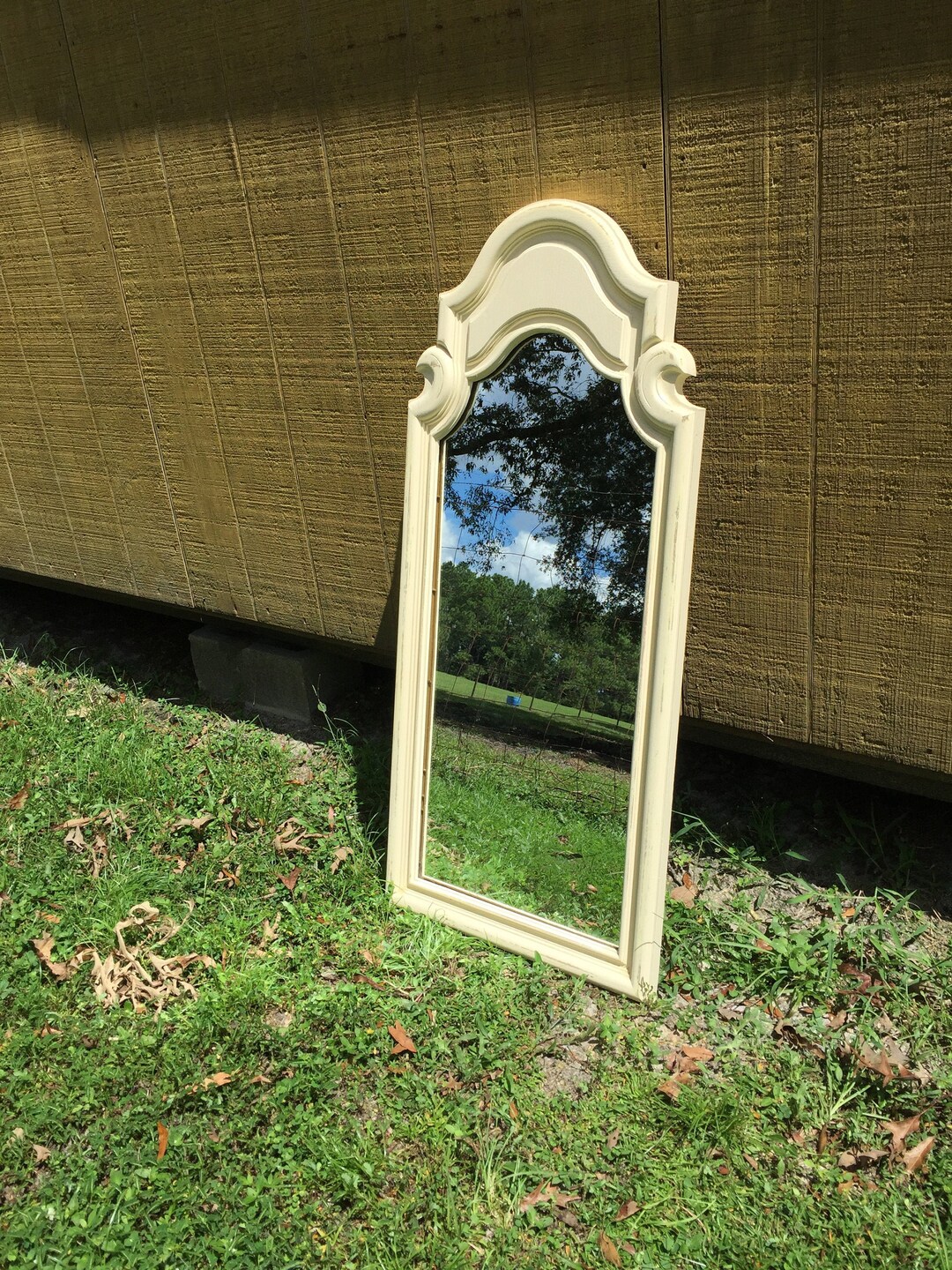 Vintage Shabby Chic Mirror, Cream Colored Mirror, Arch Mirror, Ornate ...