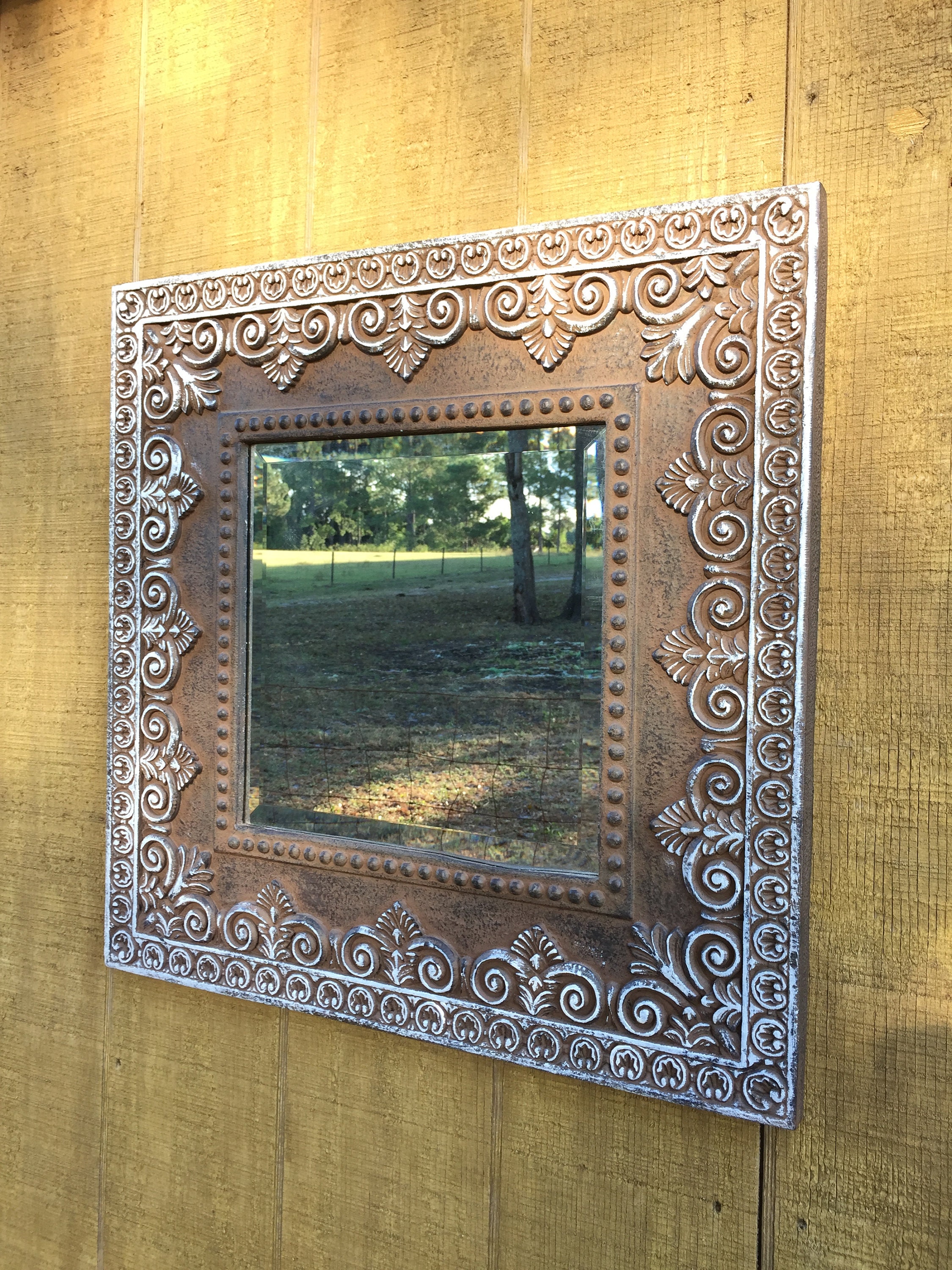 Shabby Chic Mirror Large Square Mirror Ornate Mirror Hand | Etsy