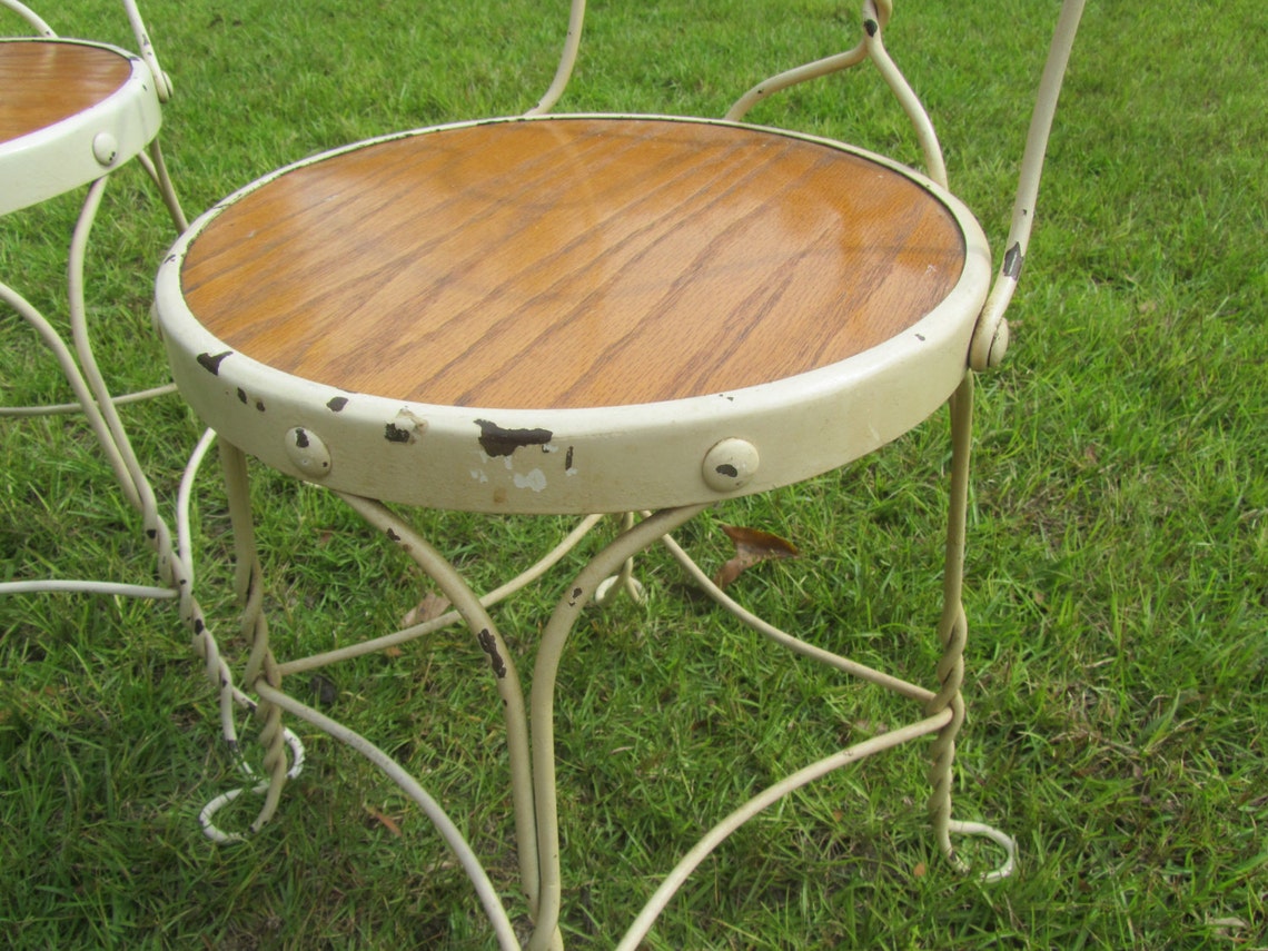 Antique Chair Vintage Bistro Chair Heart Wrought Iron - Etsy