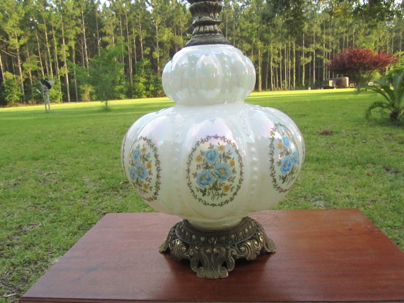 Vintage Lighting Glass Table Lamp Milk Glass Lamp Glass Etsy