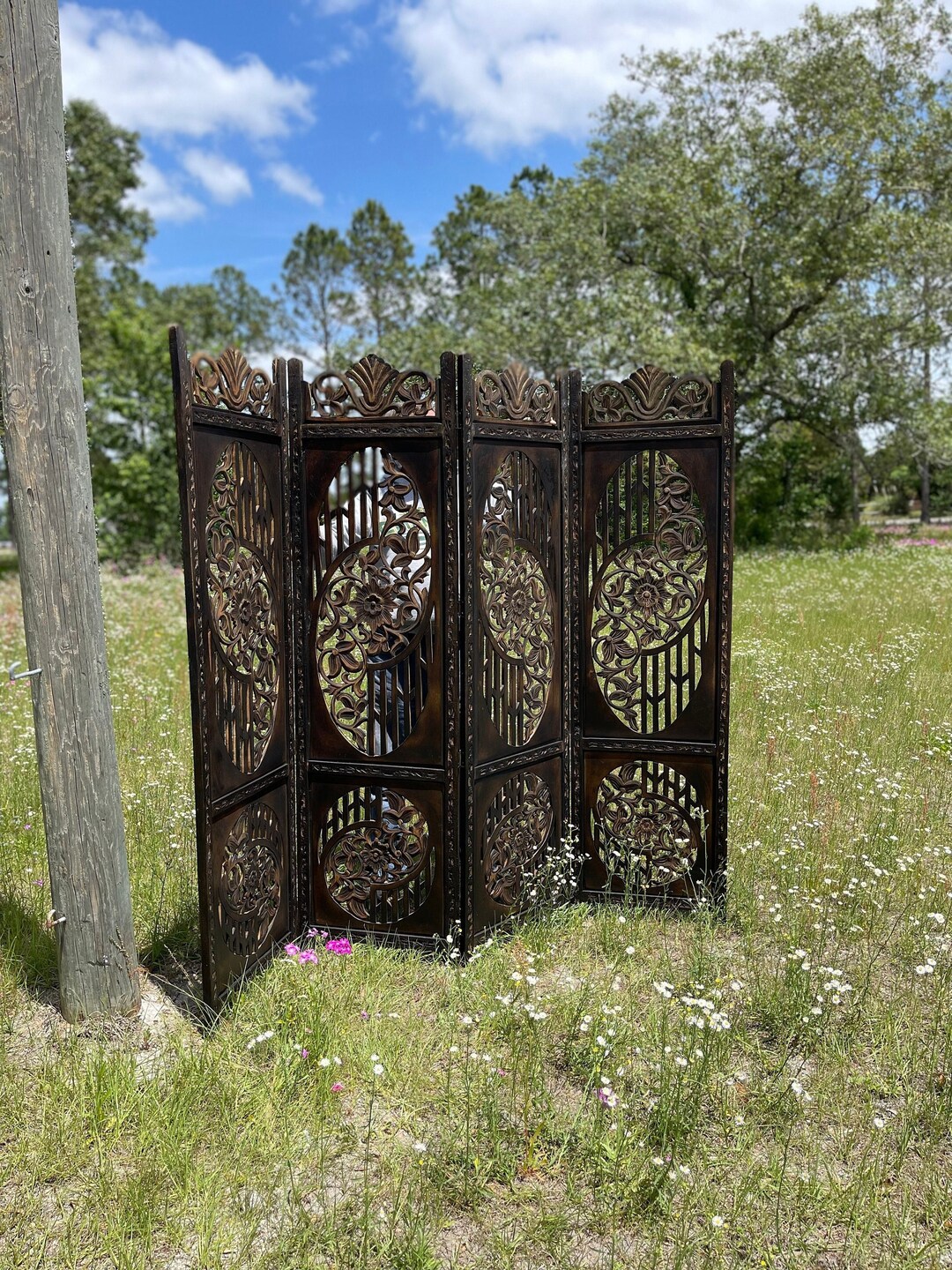 Vintage Room Divider,dressing Screen, Farmhouse Screen,boho Decor, Wood ...