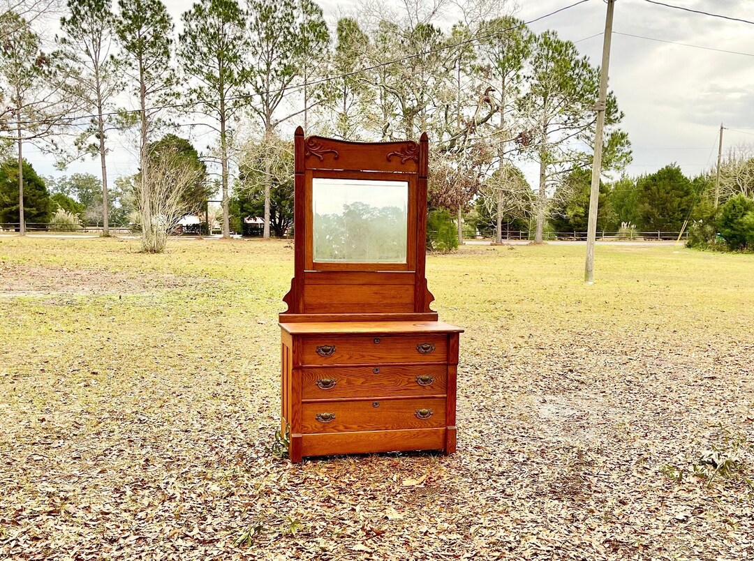 Antique Wood Dresser, Mirror, Farmhouse Decor, Rustic, Bedroom Decor ...