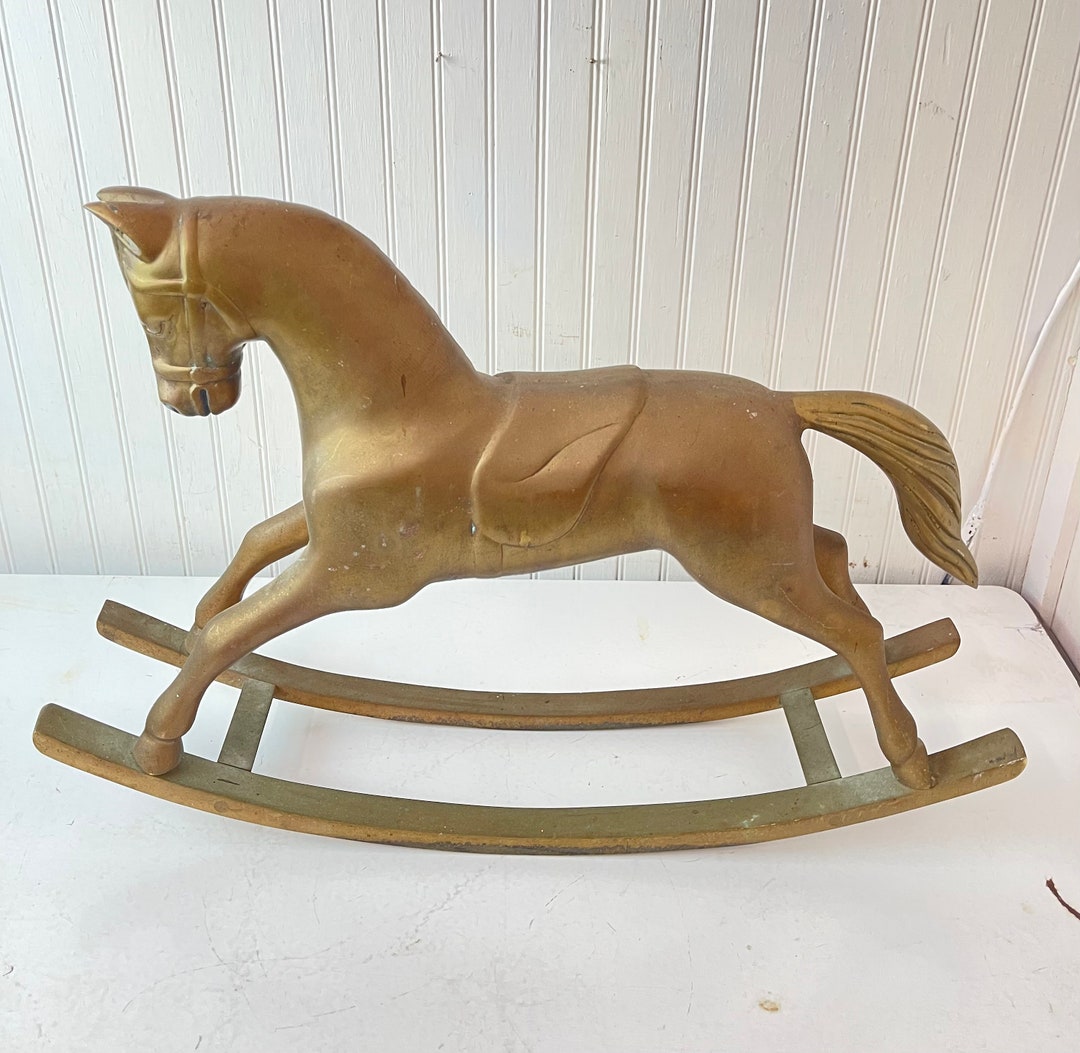 Brass Rocking Horse, Large Brass Horse, Heavy Brass Horse, Brass Decor ...