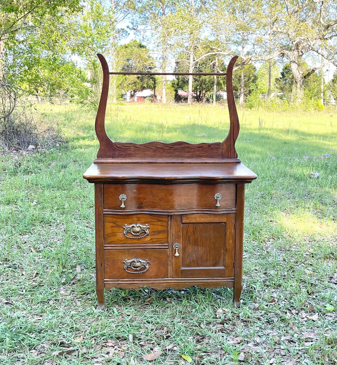 ANTIQUE Dry Sink, Dry Sink With Towel Rack, Wood Cabinet, Furniture ...