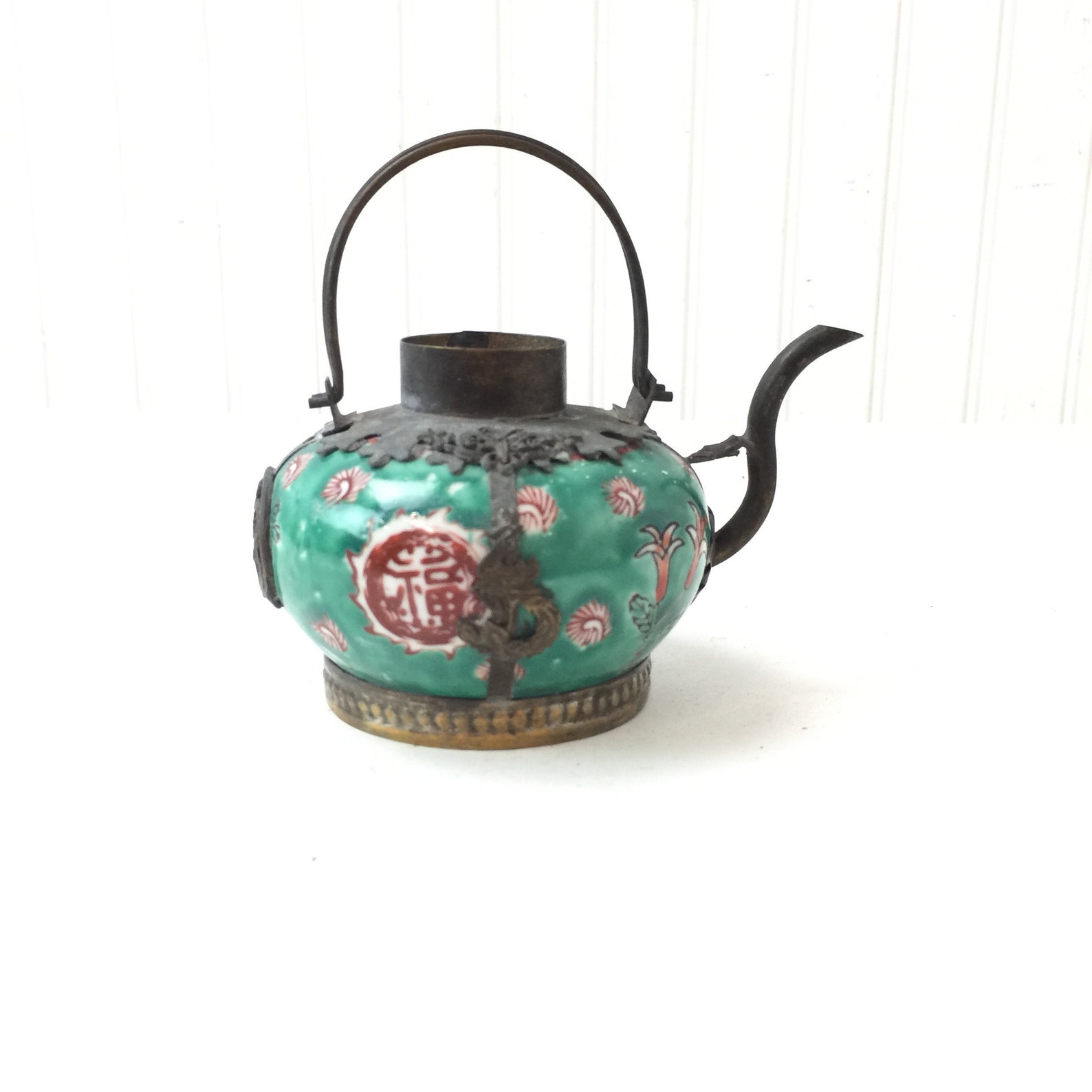 Antique cloisonné Teapot Asian Pot Tea Pot brass antique | Etsy