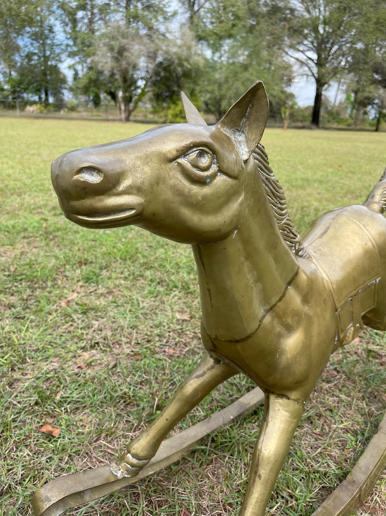 Brass Rocking Horse, Extra Large Brass Horse, Heavy Brass Horse, Brass ...