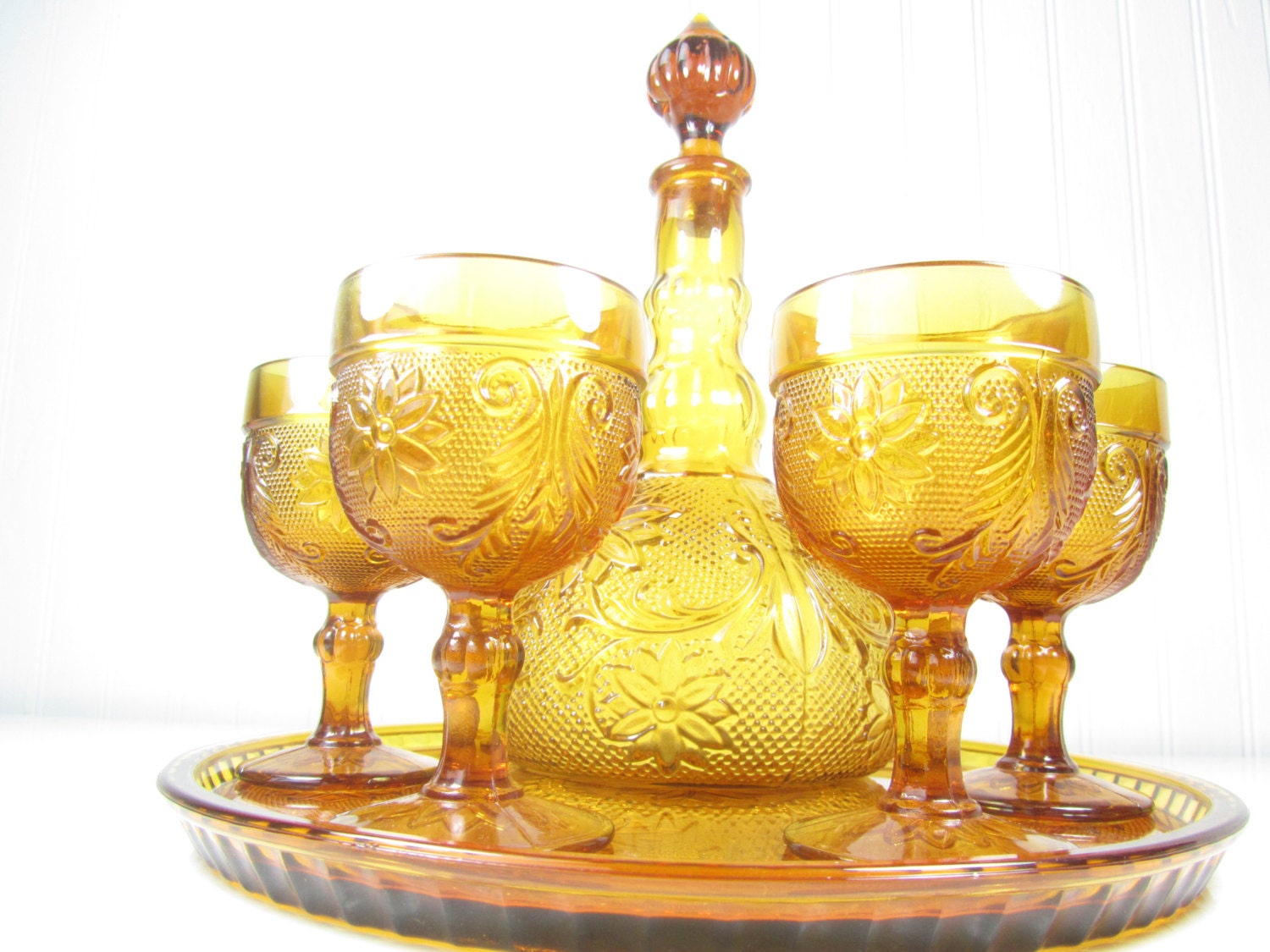 VINTAGE DECANTER, Cordial Set, Liqueur, Wine Bottle, Glass Bottle ...