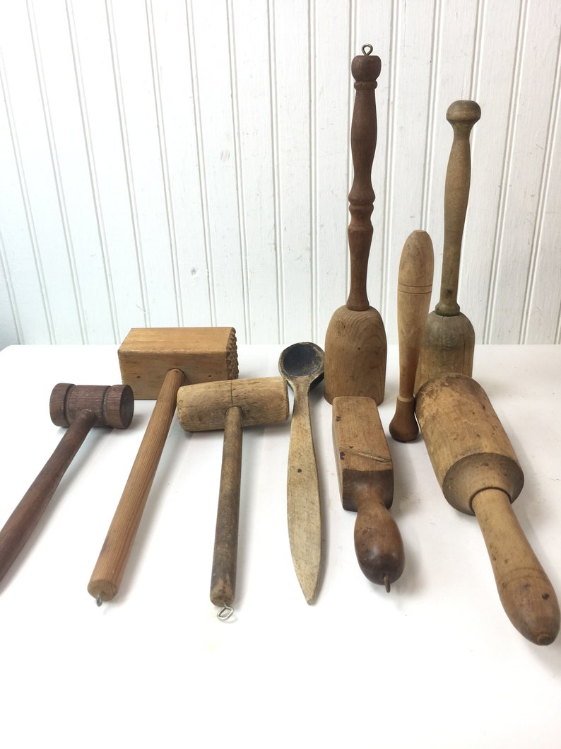 Primitive Wood Masher Collection Wood Pestle Vintage Kitchen - Etsy
