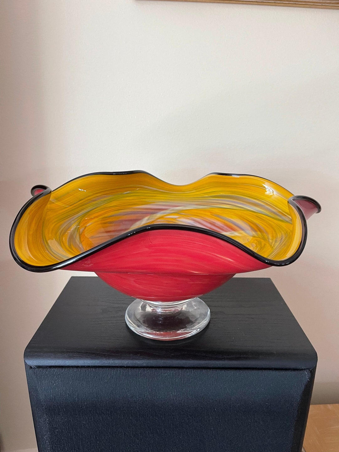 Mark Rosenbaum Wavy Glass Bowl,modern Art Glass, Colorful Glass ...