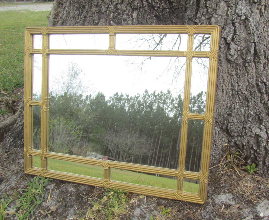 Vintage Mirror, Large Mirror, Art Deco Mirror, Gold Mirror, Bronze ...