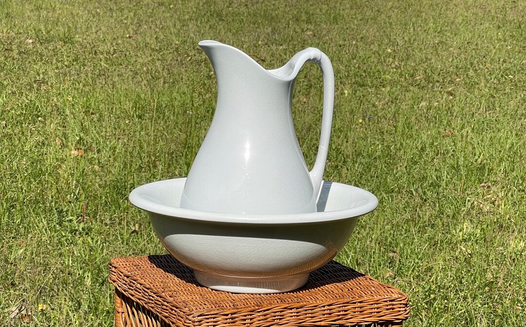 Large Pitcher and Wash Bowl, Meakin Bro. Water Pitcher and Bowl, French ...