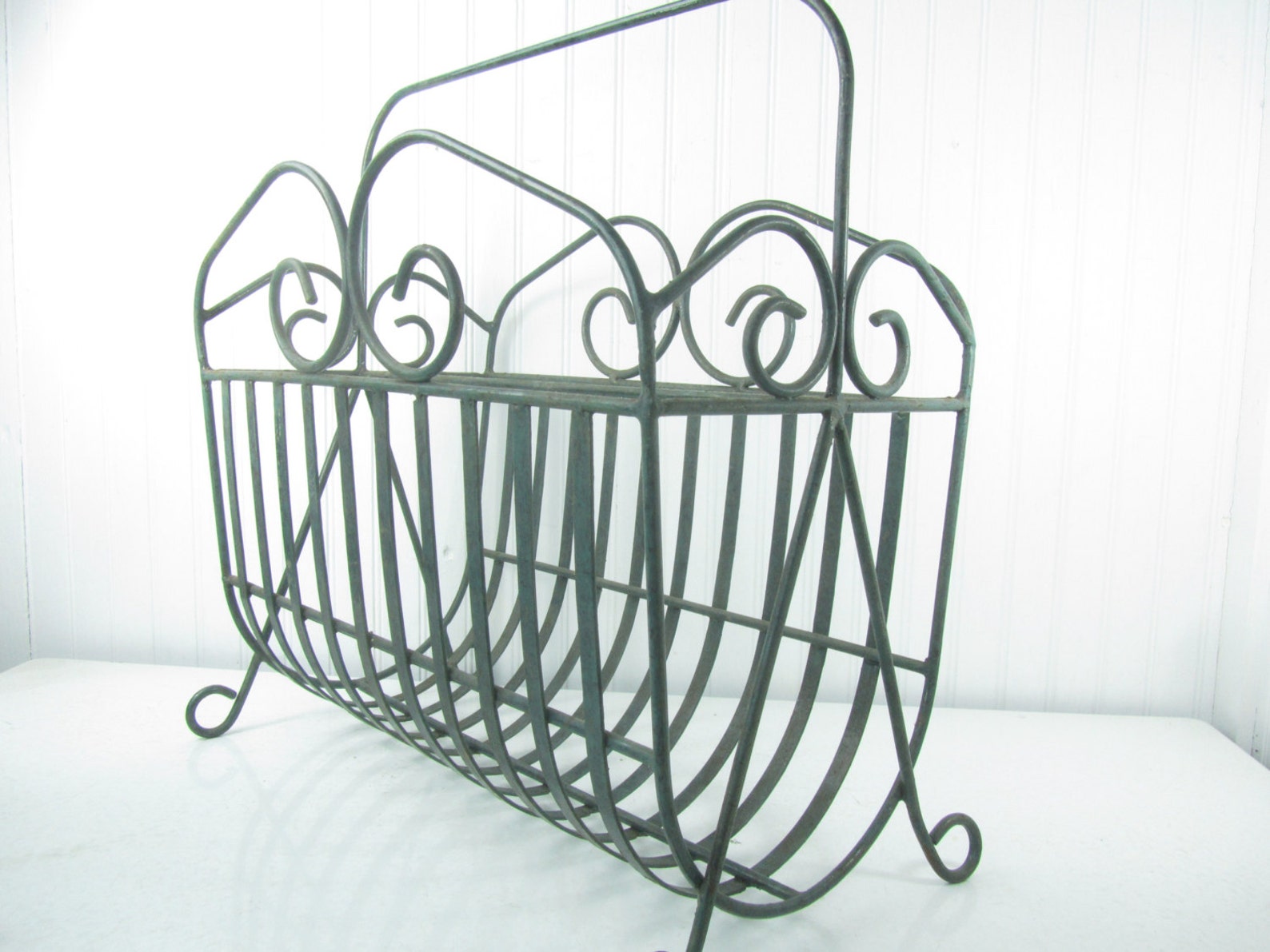 Magazine Holder, Magazine Rack, Organizer, Wrought Iron, Green, Metal ...
