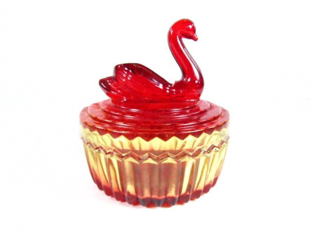 Goofus Glass Glass Candy Dish, Crystal, Cut Glass, Orange, Red, Glass ...