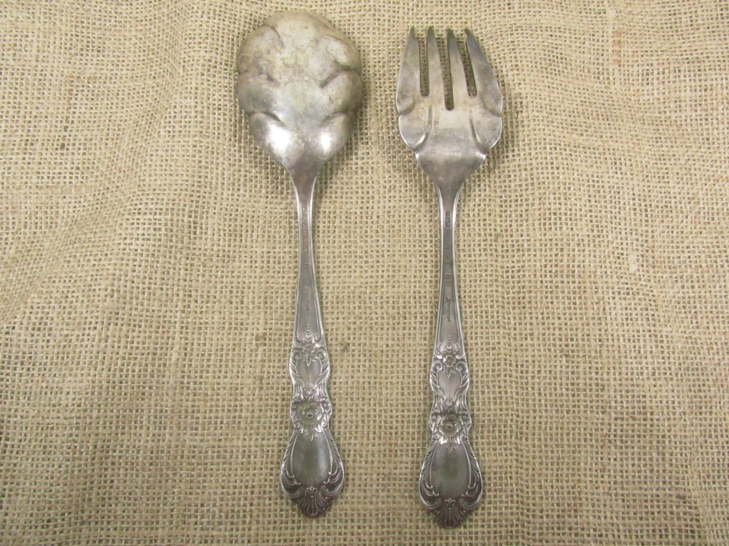 SILVER SPOON & Fork flatware Kitchen Utensil serving fork | Etsy