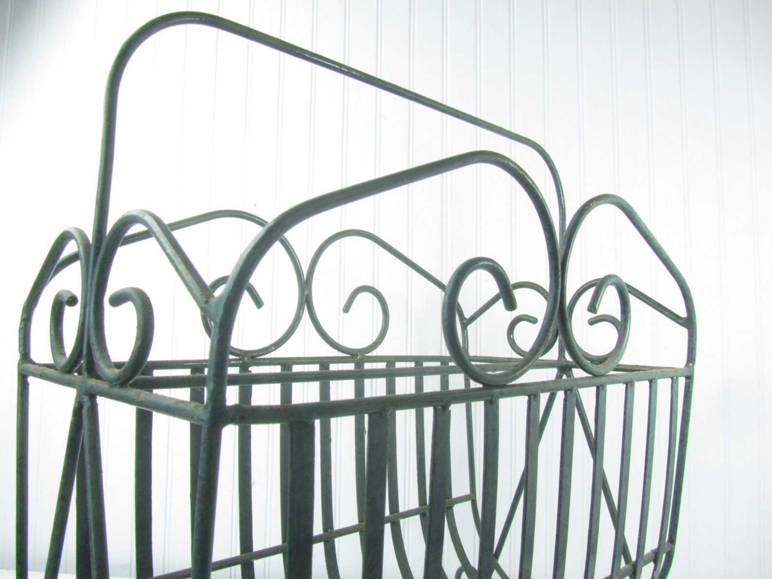 Magazine Holder, Magazine Rack, Organizer, Wrought Iron, Green, Metal ...