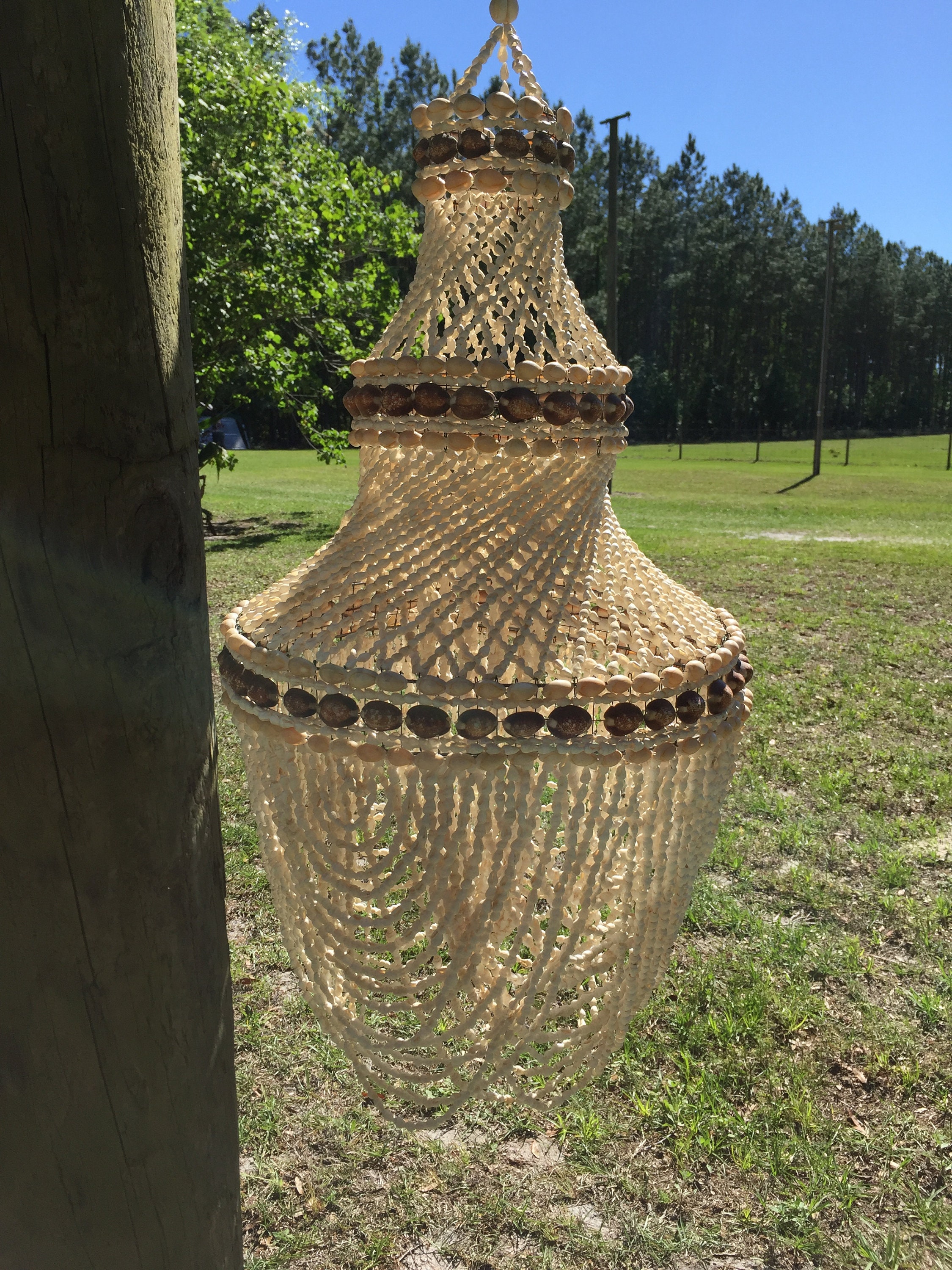 Shell wall hanging macramé seashell art 1960-70 boho | Etsy