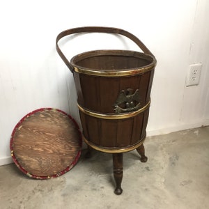 Vintage Sewing Bucket, Wood Bucket, Sewing Basket, Mid Century Decor ...
