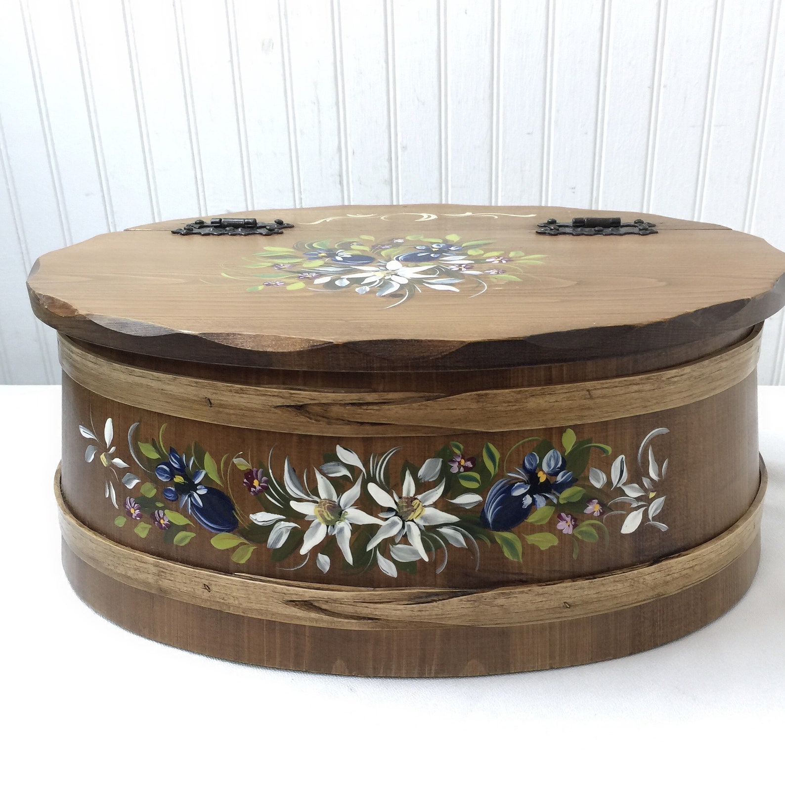 Vintage Round Wood Box Cheese Box firkin Box Painted - Etsy