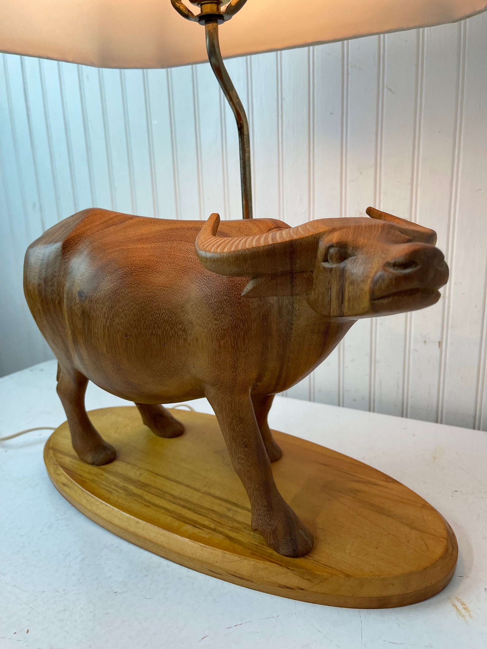 Vintage Lamp, Water Buffalo Lamp, Table Lamp, Animal Lamp, Lighting ...